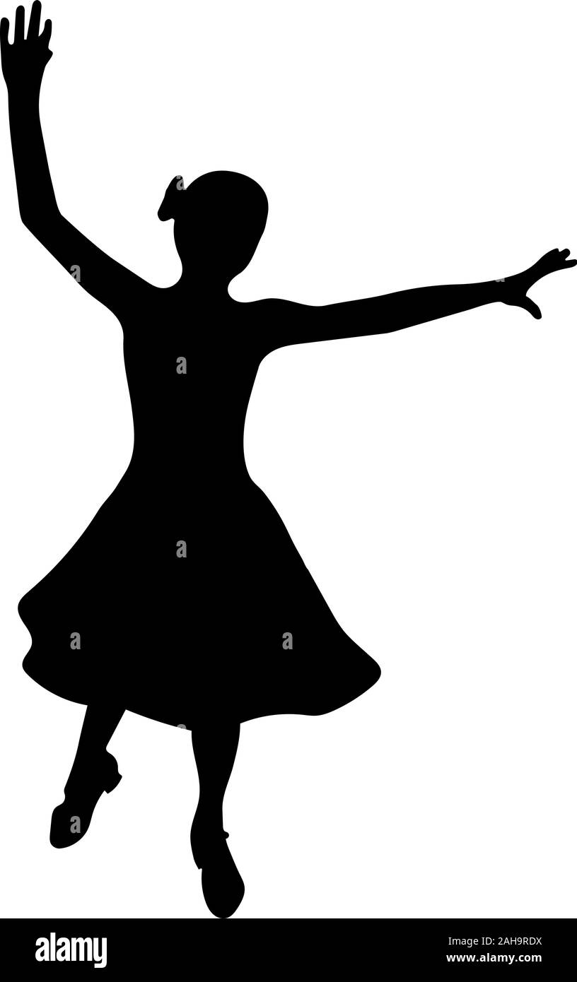 Dancing girl. Ballroom waltz posture. Black silhouette Stock Vector ...
