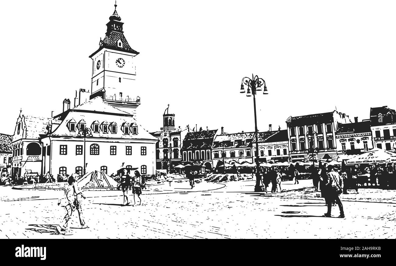 City town old square Stock Vector Images - Alamy