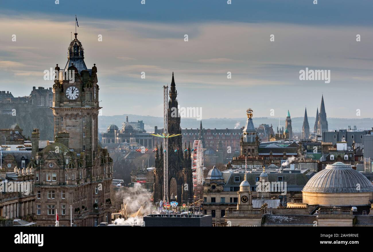 EDINBURGH SCOTLAND CITY VIEW WITH BALMORAL HOTEL CLOCK TOWER THE BIG ...