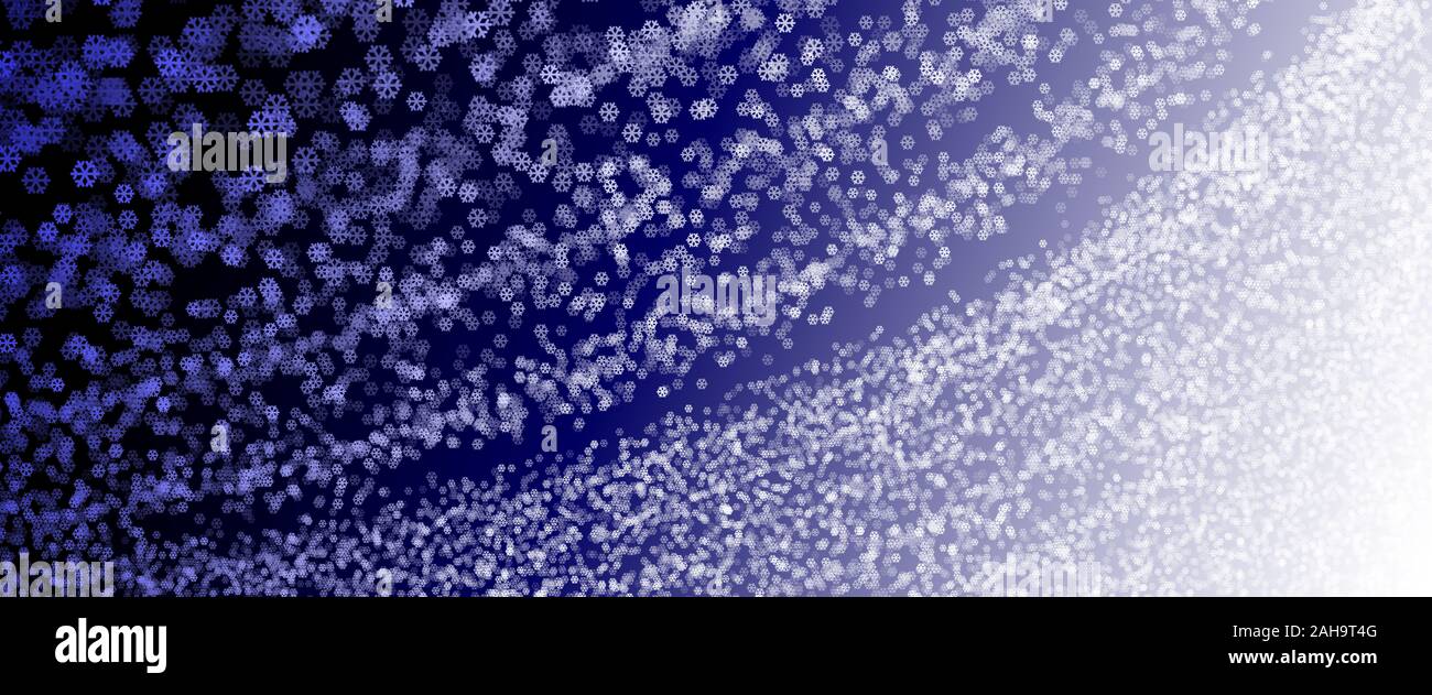 Abstract white snow snowflakes holiday border background blue color ...