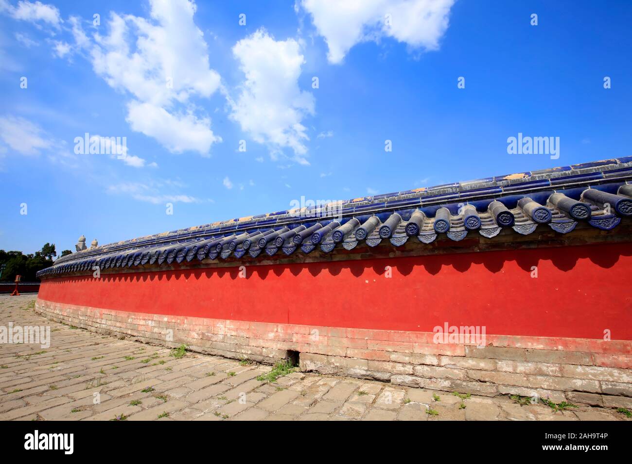 Ancient Chinese architectural walls are in the temple of heaven, glazed ...