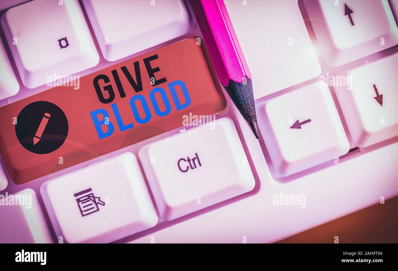 Writing note showing Give Blood. Business concept for demonstrating ...