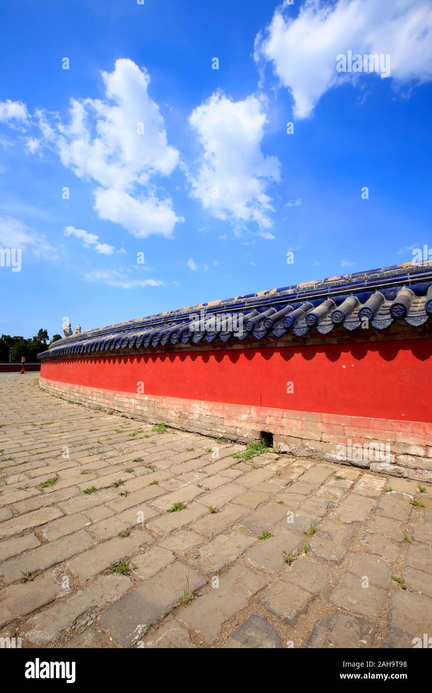 Ancient Chinese architectural walls are in the temple of heaven, glazed ...