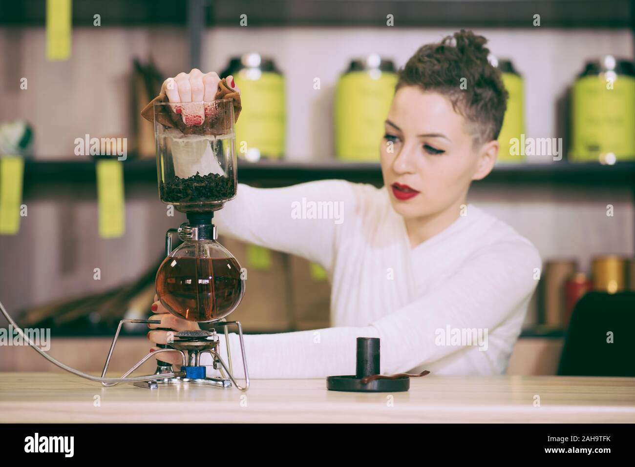 Employee making tea hi-res stock photography and images - Alamy