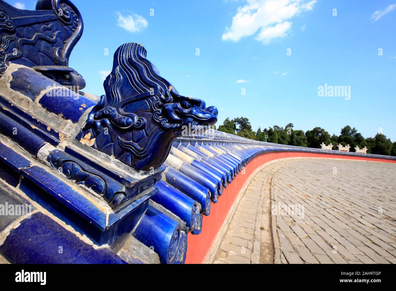 Ancient Chinese architectural walls are in the temple of heaven, glazed ...
