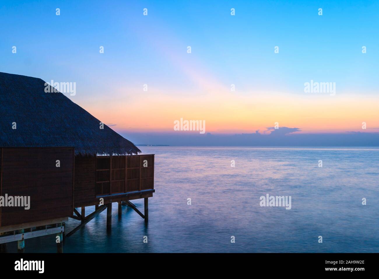 Tropical resort at the blue hour Stock Photo - Alamy