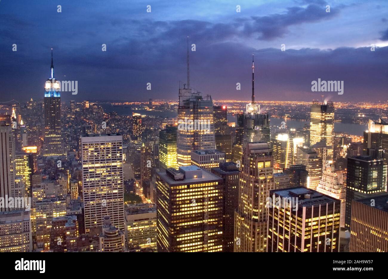 New york night view of Midtown. Times square and and the Empire state ...