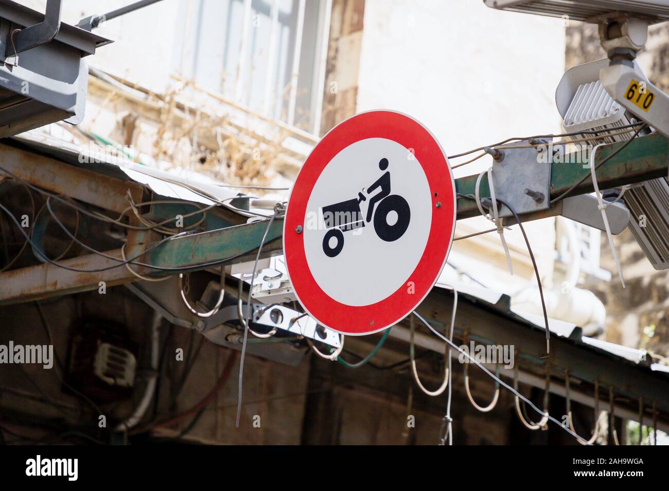 Tractor caution and warning sign, transportation sign with tractor ...
