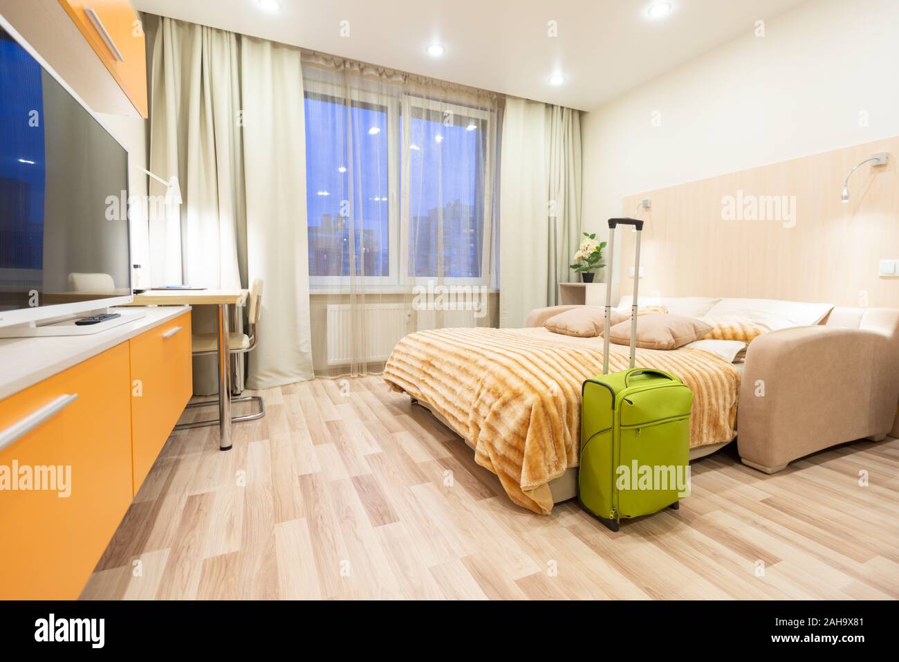 Modern clean apartment interior. Small studio. Contemporary room Stock ...