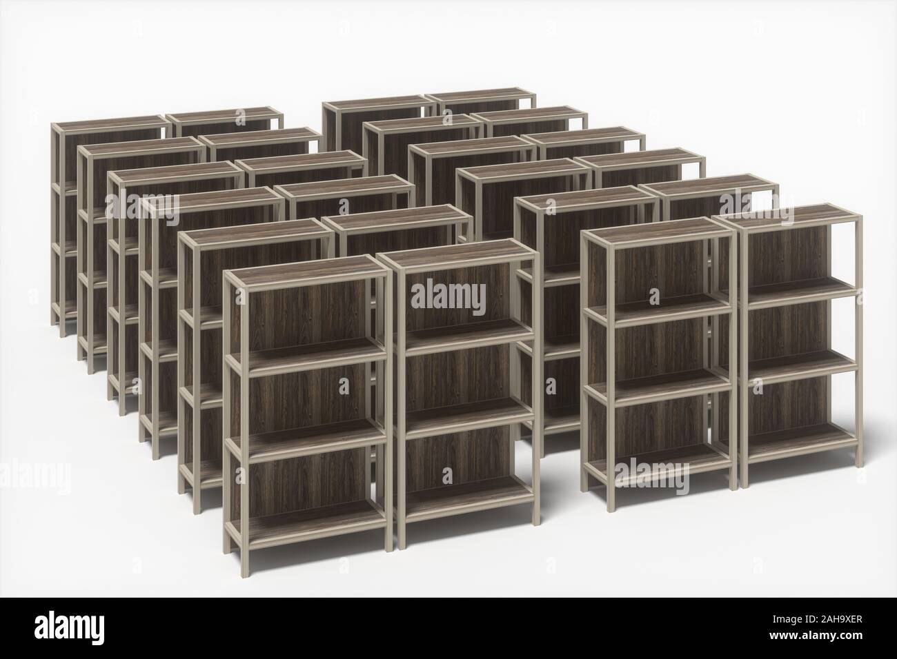 Shelves with white background, 3d rendering. Computer digital drawing ...