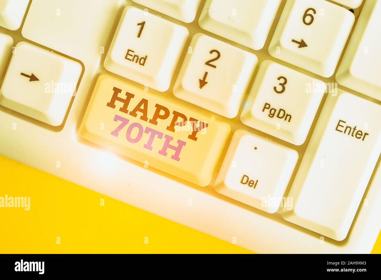 Conceptual hand writing showing Happy 70Th. Concept meaning a joyful ...