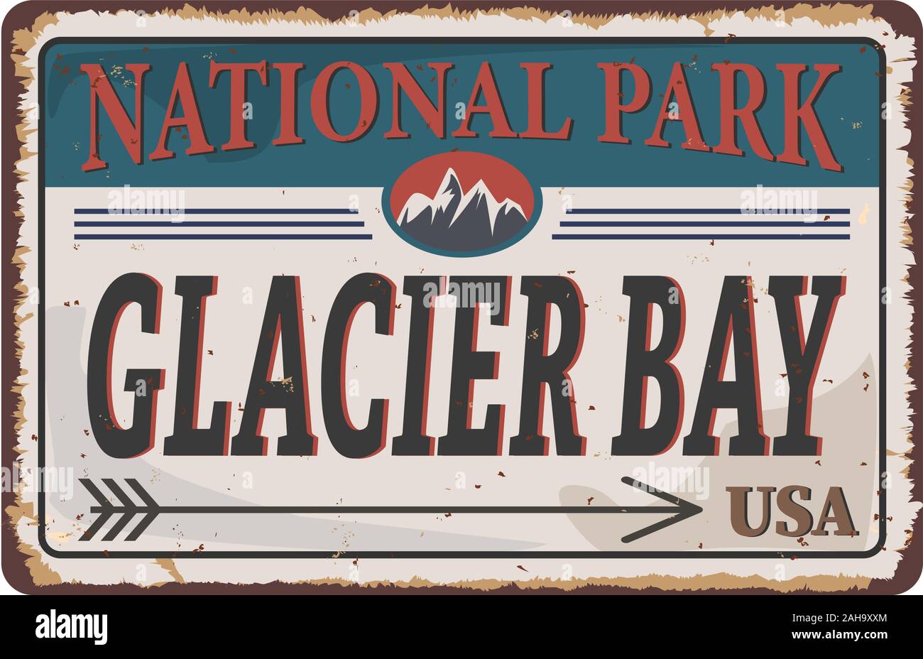 Glacier Bay National Park Alaska retro poster. USA travel illustration ...
