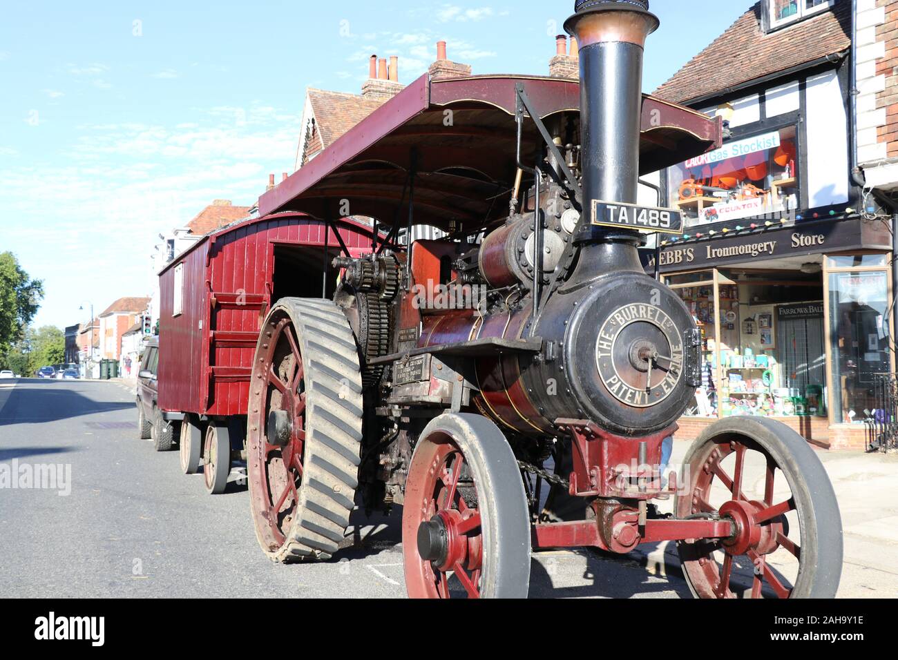 Traction Engine in Tenterden High Street, Tenterden, Kent, on a sunny ...