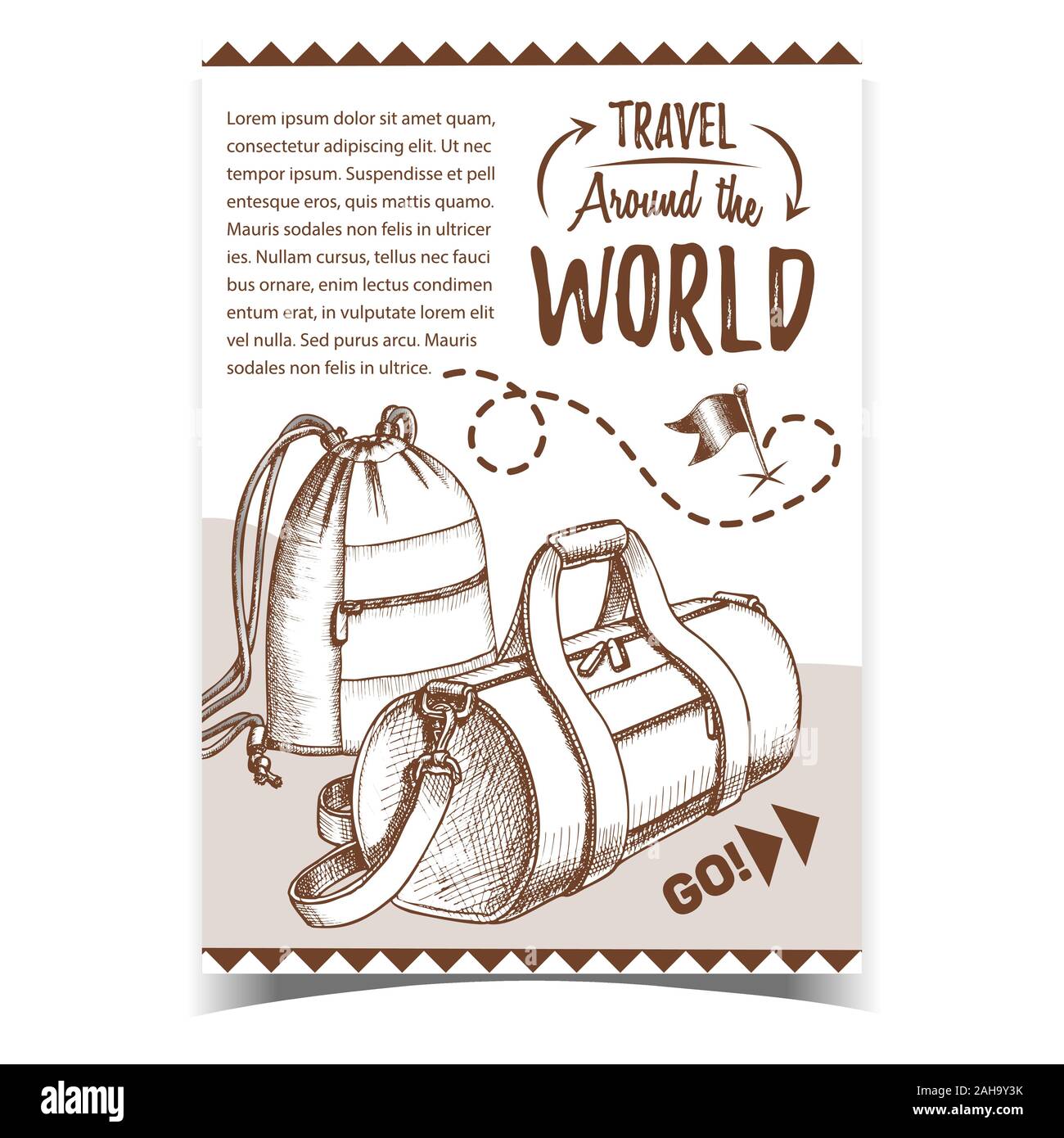 Travel World Advertising Poster With Bags Vector Stock Vector Image ...