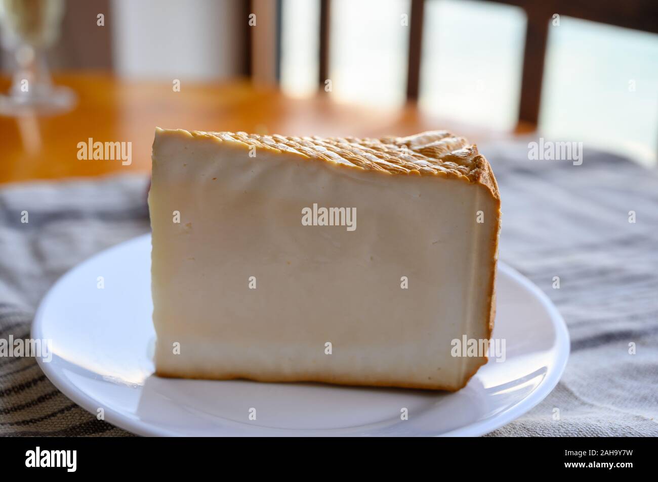 Cheese collection, piece of smoked Spanish goat cheese close up Stock ...