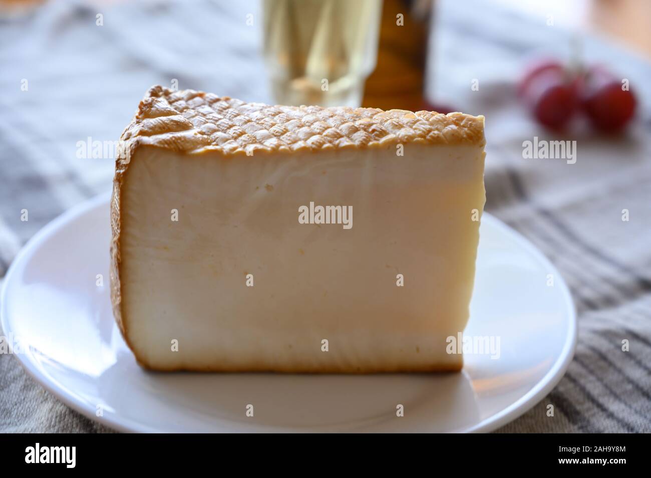 Cheese collection, piece of smoked Spanish goat cheese close up Stock ...