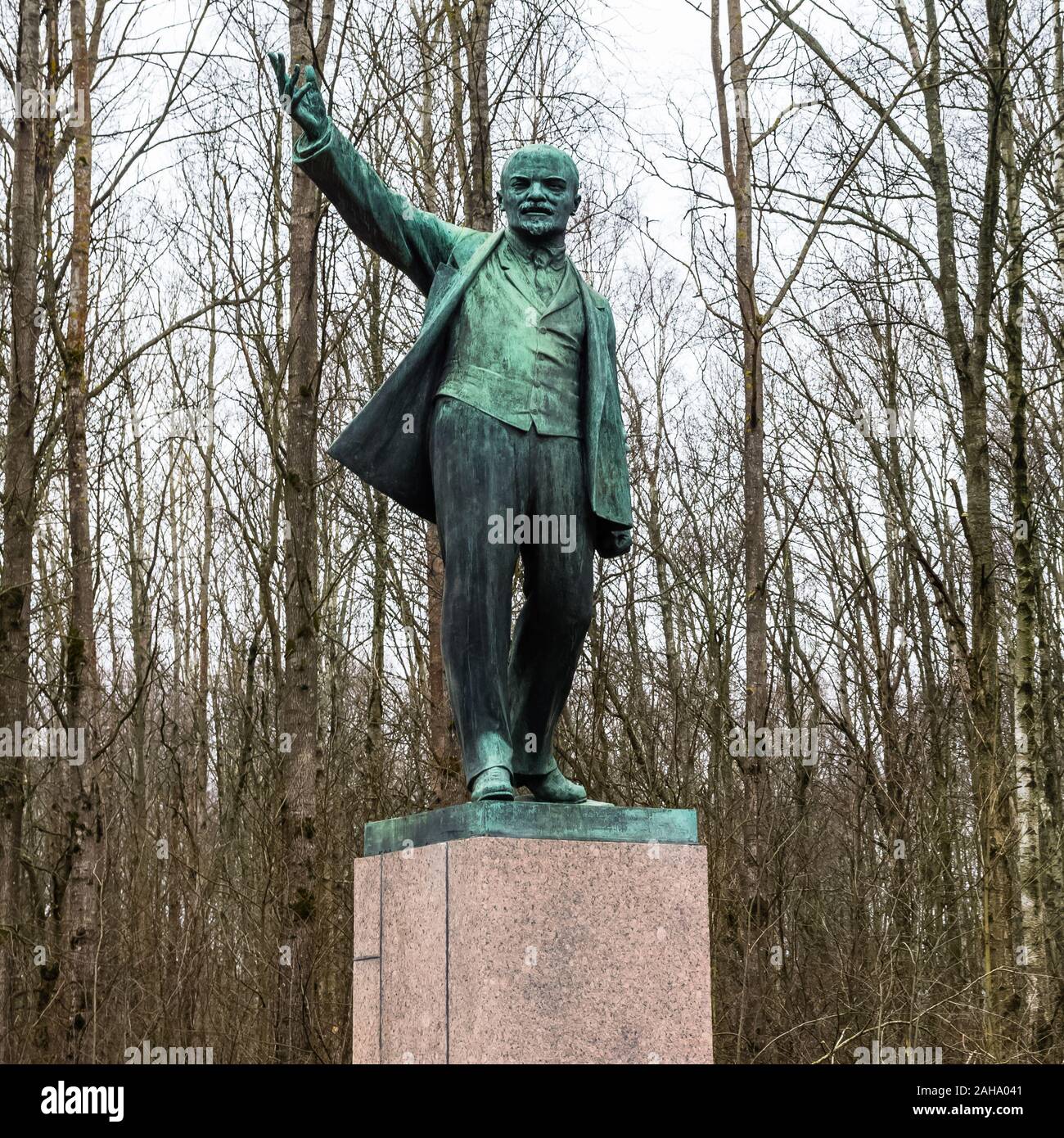 View on Lenin monument near Razliv Lake, Leningrad region Stock Photo ...
