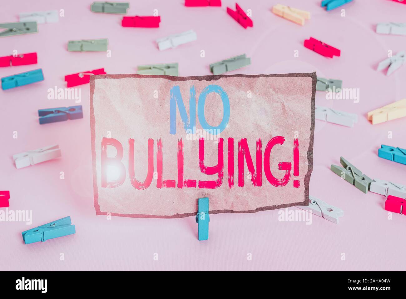 Handwriting text writing No Bullying. Conceptual photo stop aggressive ...