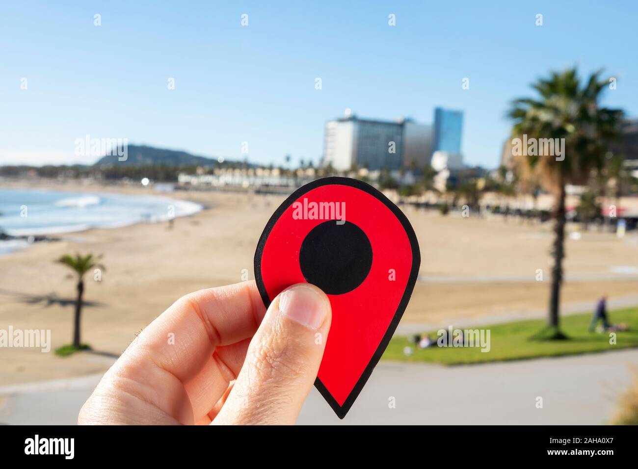 Map city barcelona map pin hi-res stock photography and images - Alamy