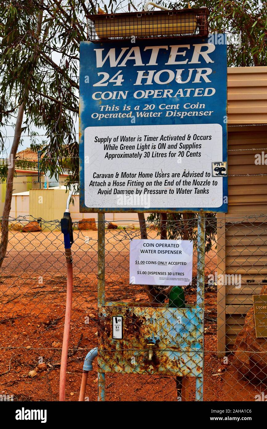 Australia, Coober Pedy, coin operated water dispenser Stock Photo - Alamy