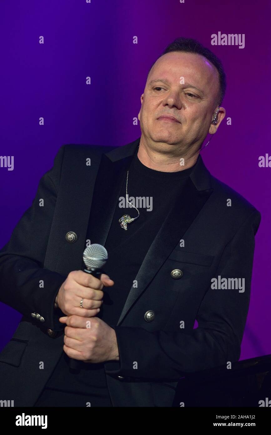 The italian singer Gigi D'Alessio performing live at PalaPartenope in ...