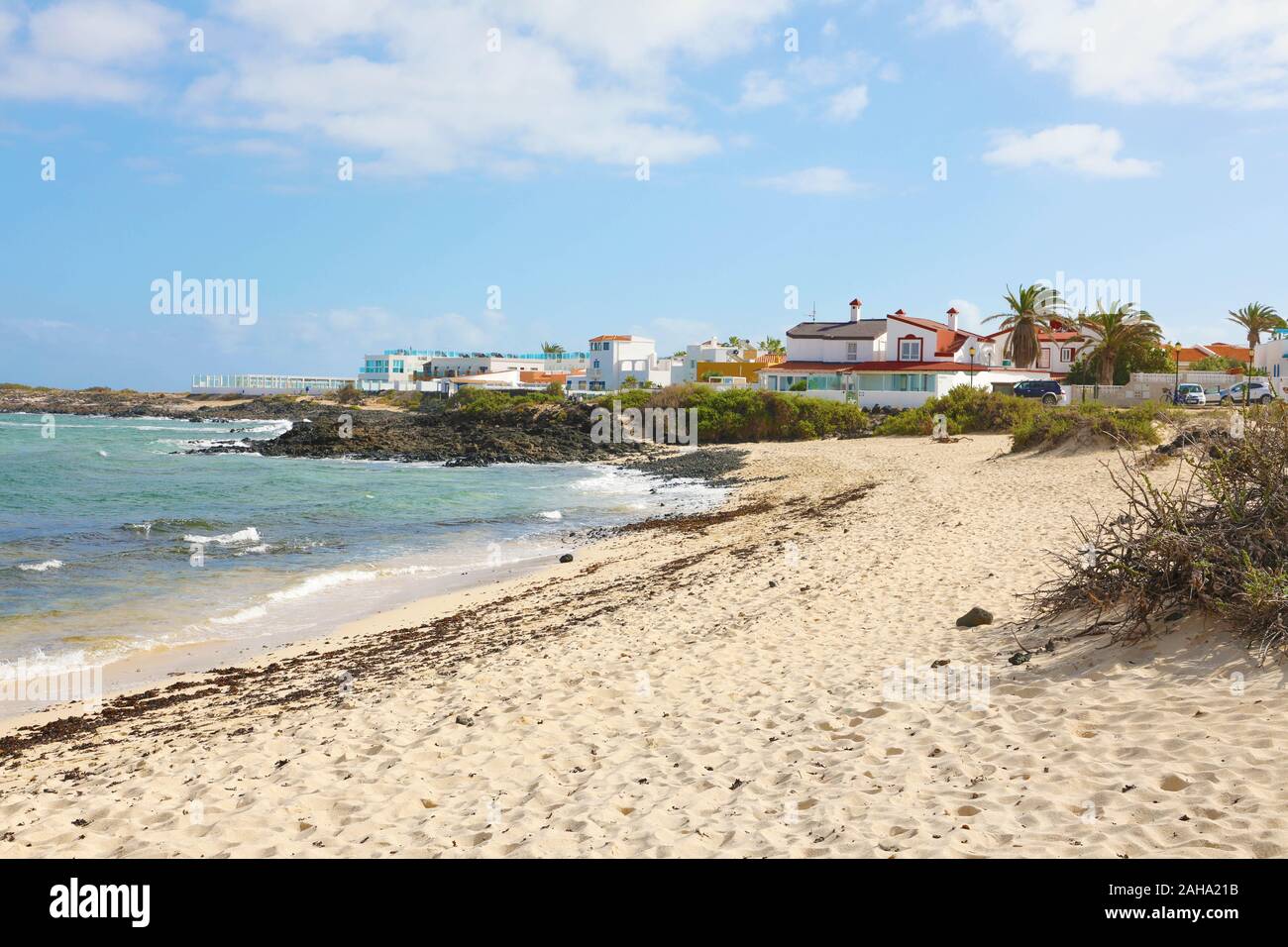 Beautiful view of Corralejo beach, Fuerteventura, Canary Islands Stock ...