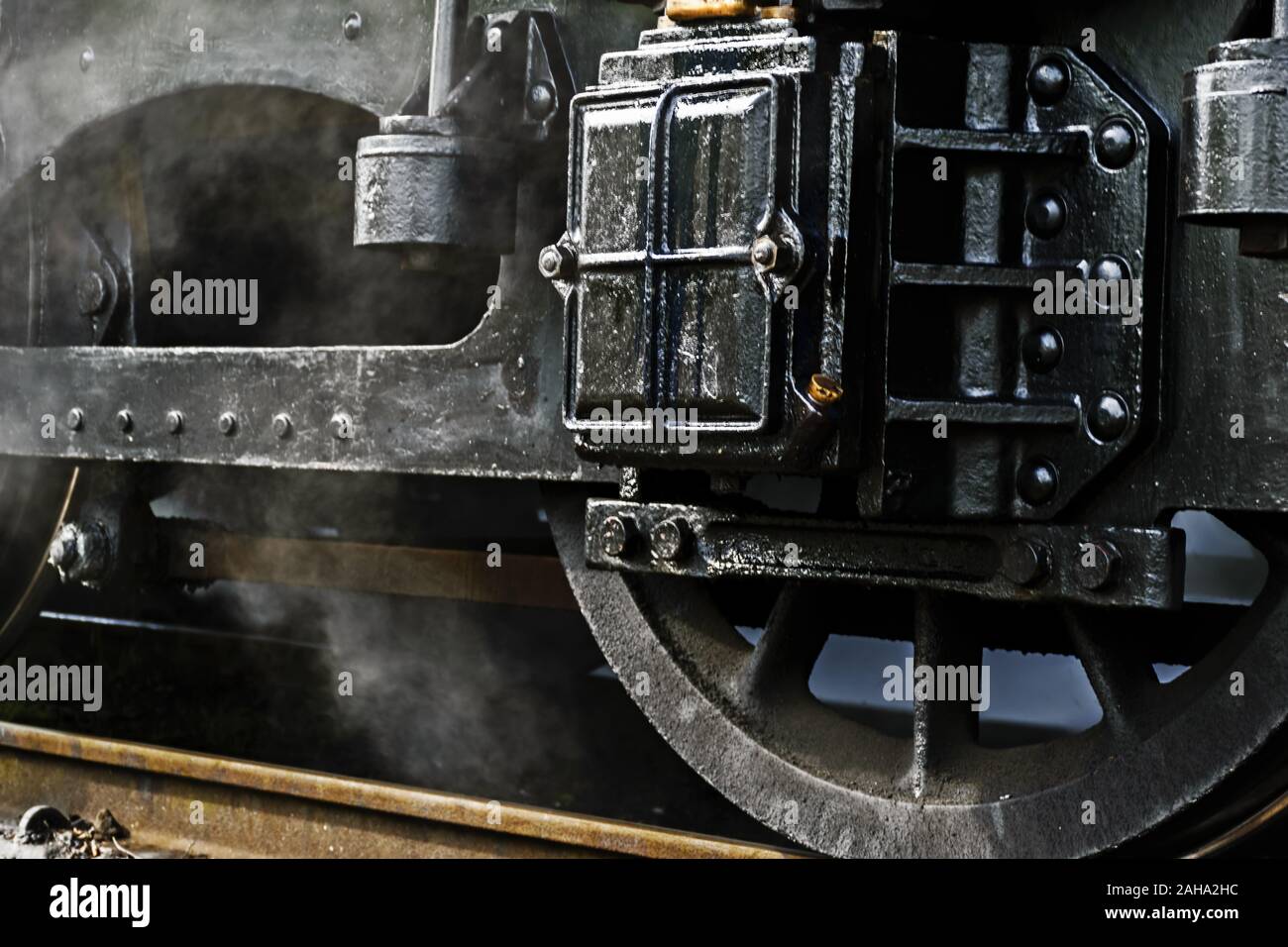 ROTHLEY Great Central Steam railway, UK - 2015 : Steam engine wheel ...
