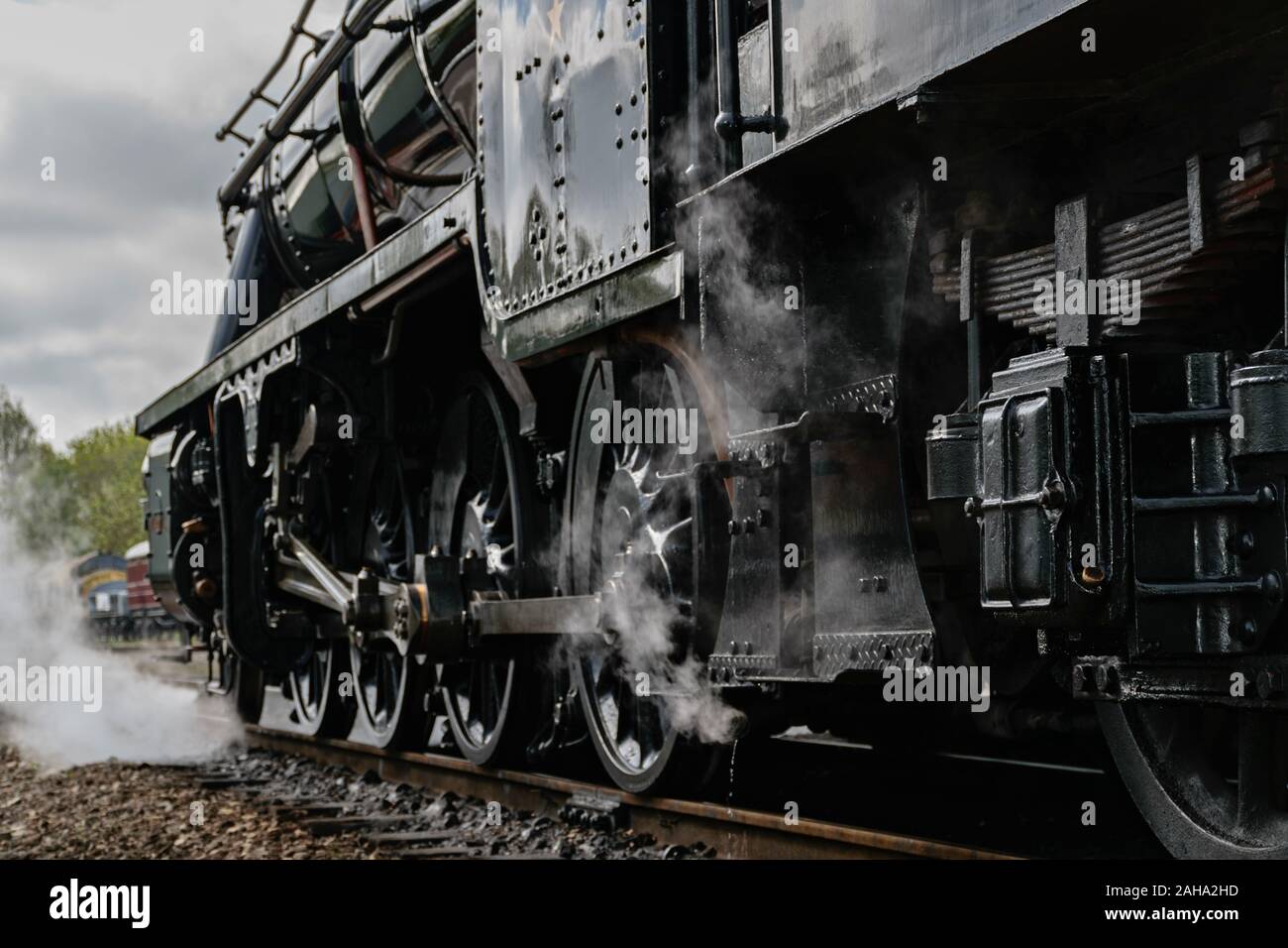 ROTHLEY Great Central Steam railway, UK - 2015 : Steam engine wheel ...