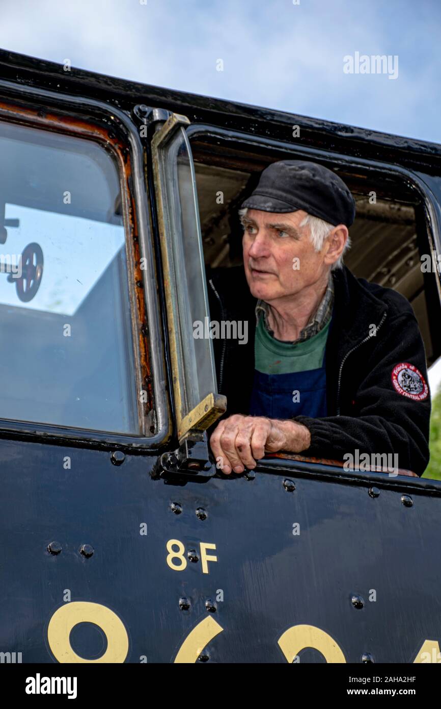 ROTHLEY Great Central Steam railway, UK - 2015 : Steam engine driver ...