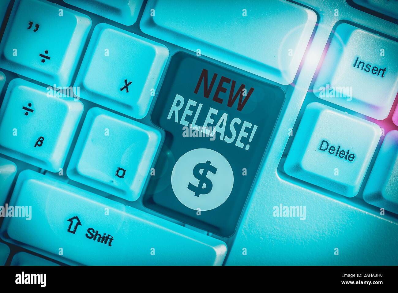Writing note showing New Release. Business concept for announcing ...