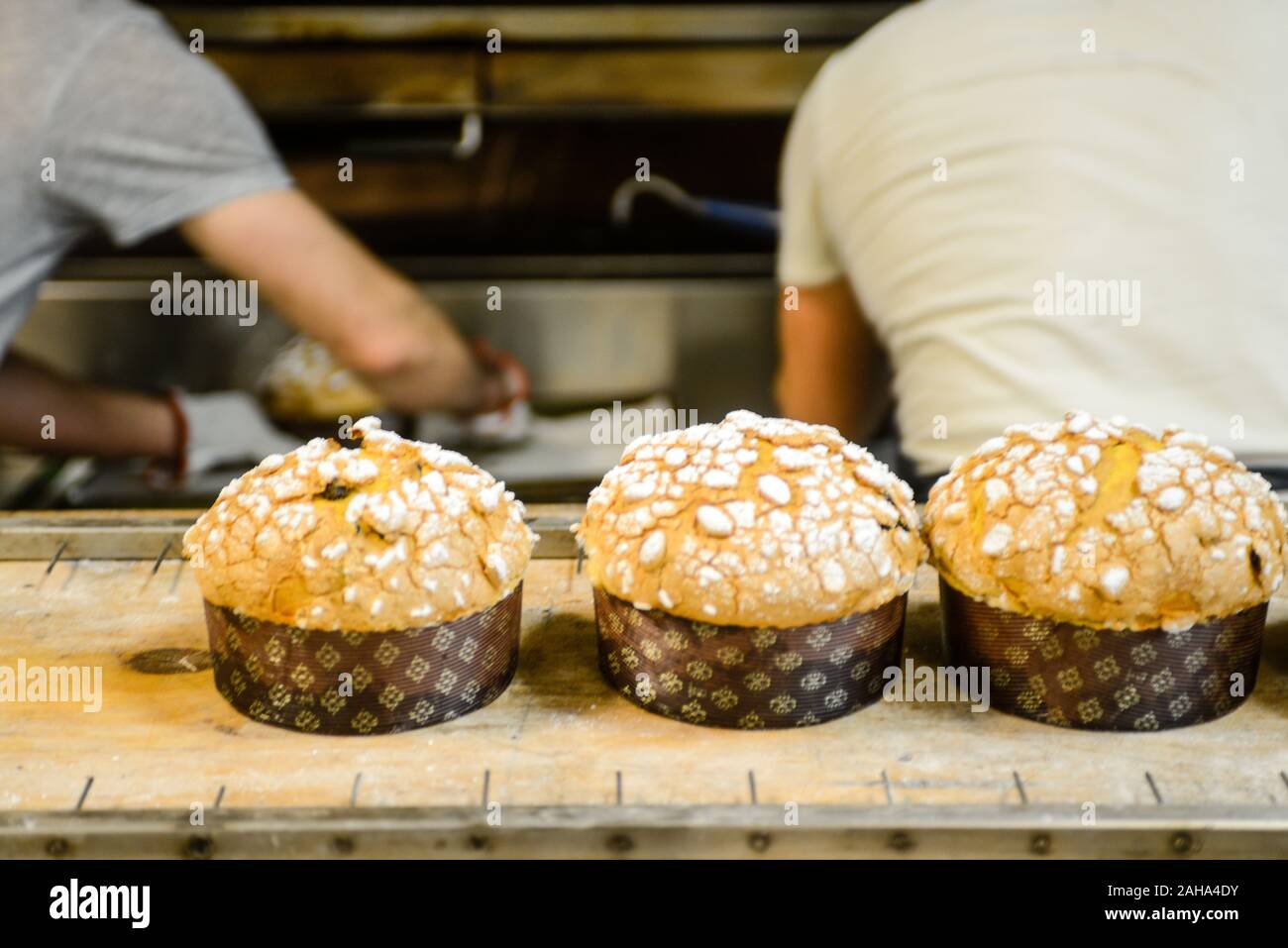 Italian pastry chef Baking Panettone sweet italian cake Stock Photo - Alamy