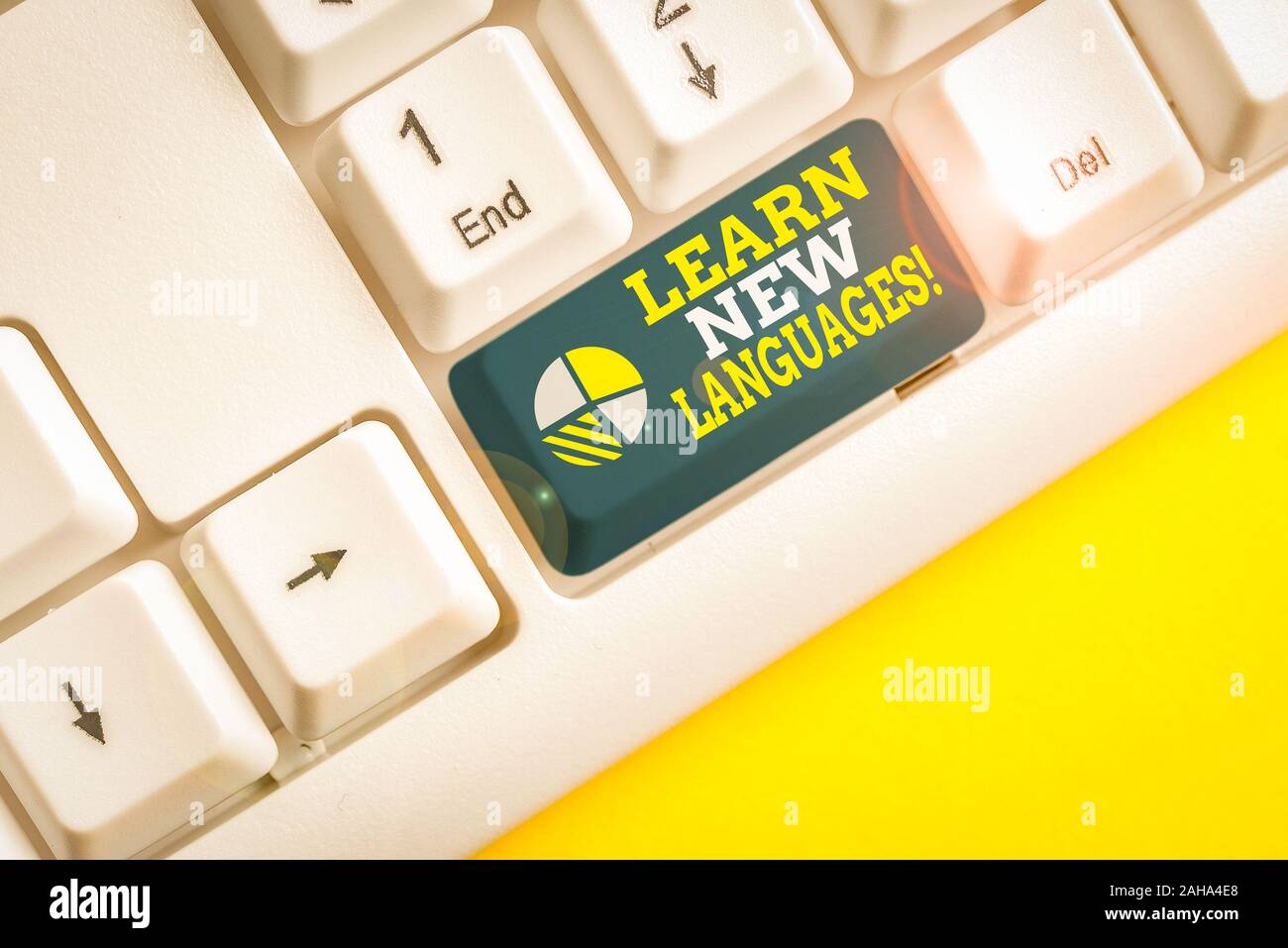 Writing note showing Learn New Languages. Business concept for ...