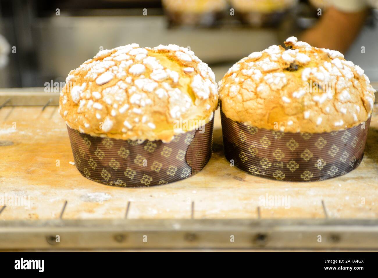 Italian pastry chef Baking Panettone sweet italian cake Stock Photo - Alamy