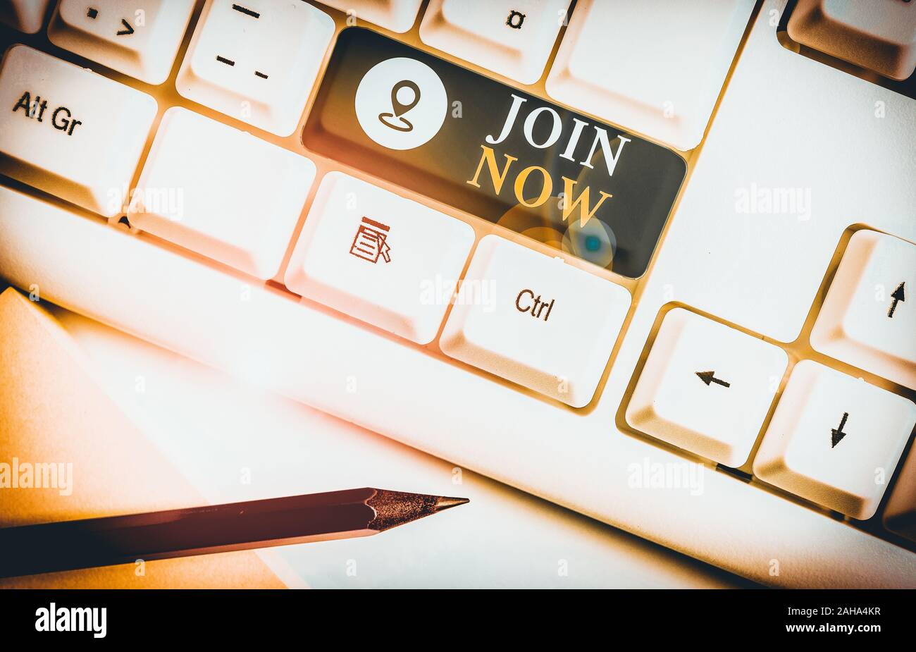 Word writing text Join Now. Business photo showcasing An invite to a ...