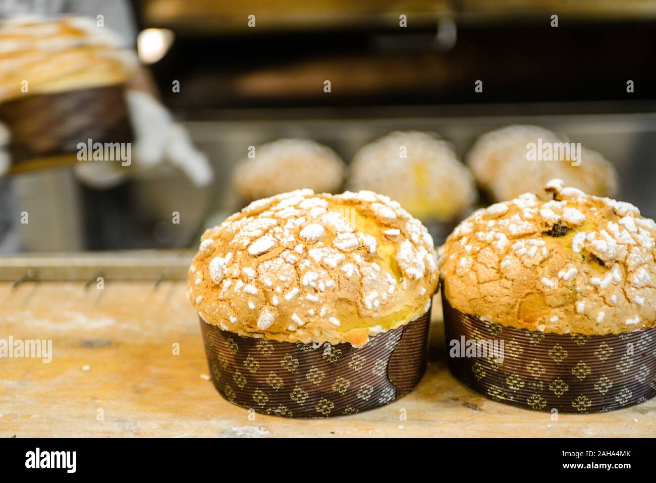 Italian pastry chef Baking Panettone sweet italian cake Stock Photo - Alamy