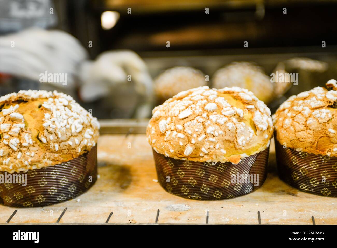 Italian pastry chef Baking Panettone sweet italian cake Stock Photo - Alamy
