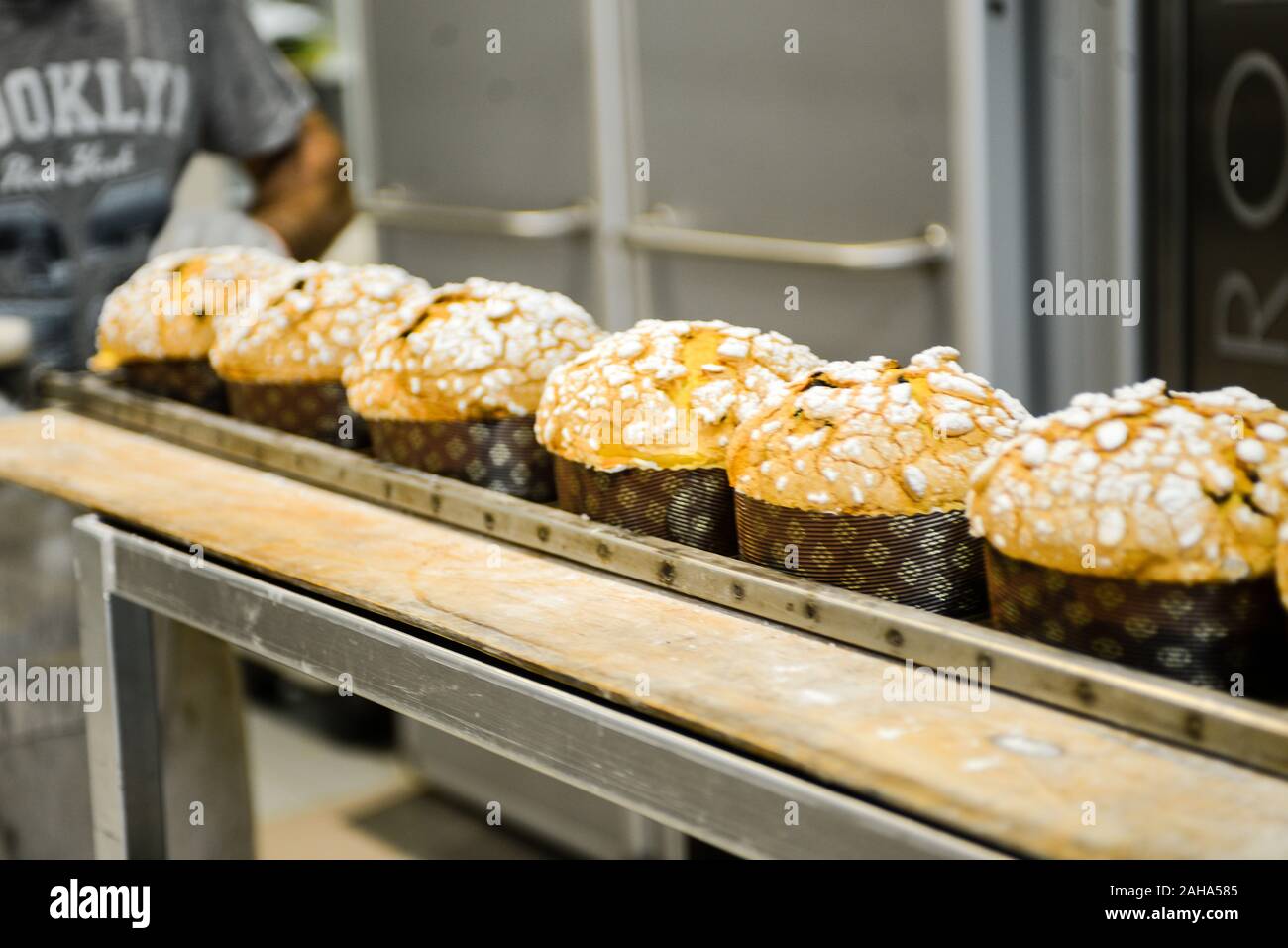Italian pastry chef Baking Panettone sweet italian cake Stock Photo - Alamy