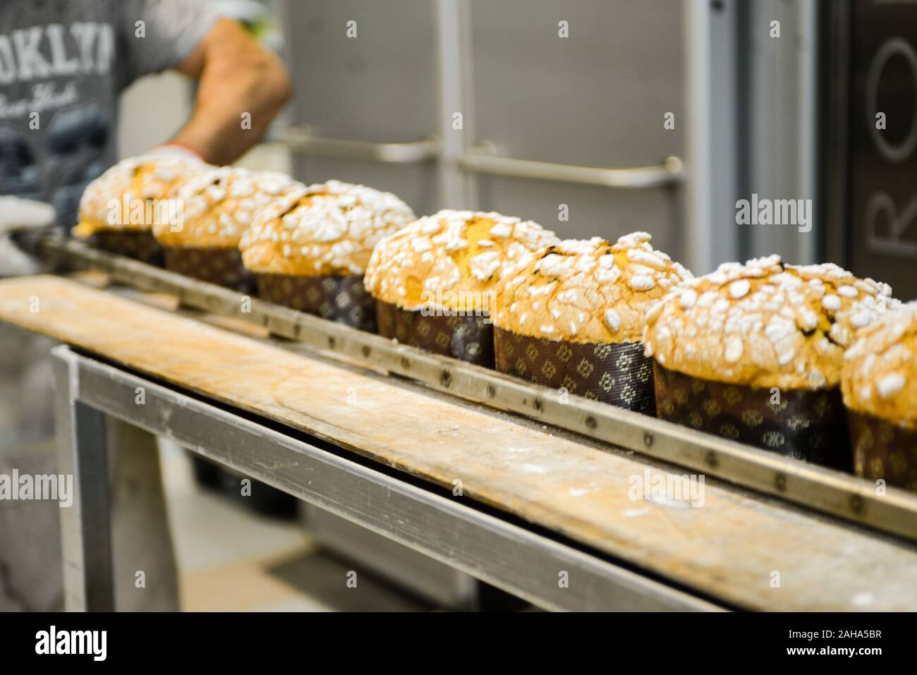 Italian pastry chef Baking Panettone sweet italian cake Stock Photo - Alamy