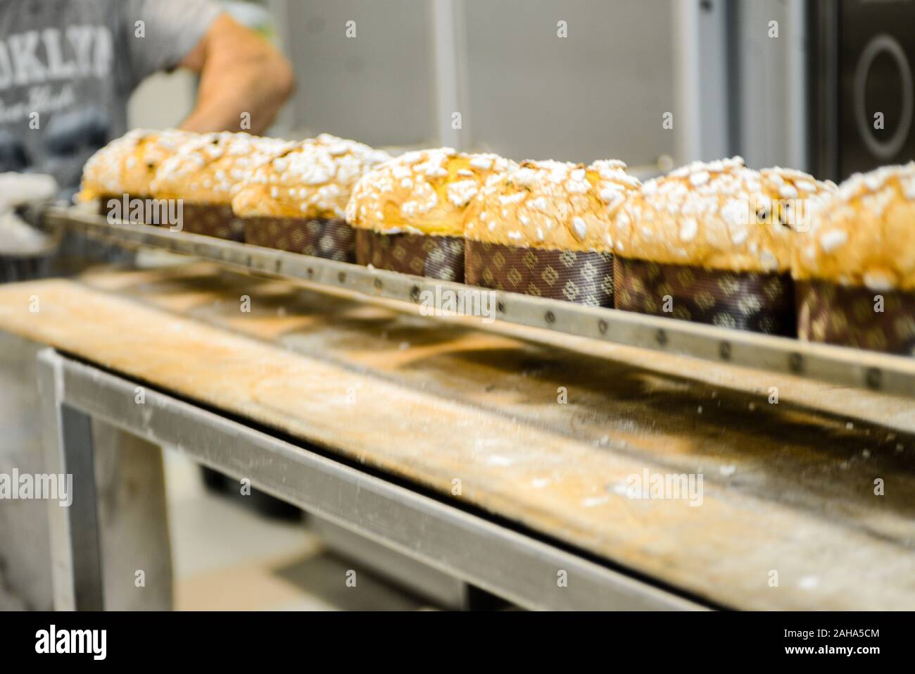 Italian pastry chef Baking Panettone sweet italian cake Stock Photo - Alamy
