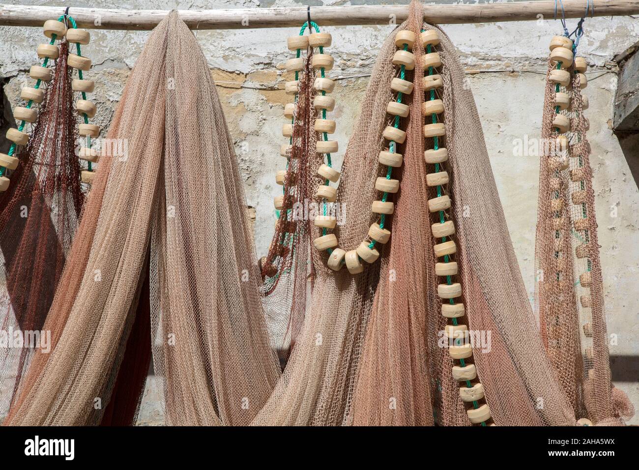 Fishing Nets Hanging on Wall Stock Photo - Alamy