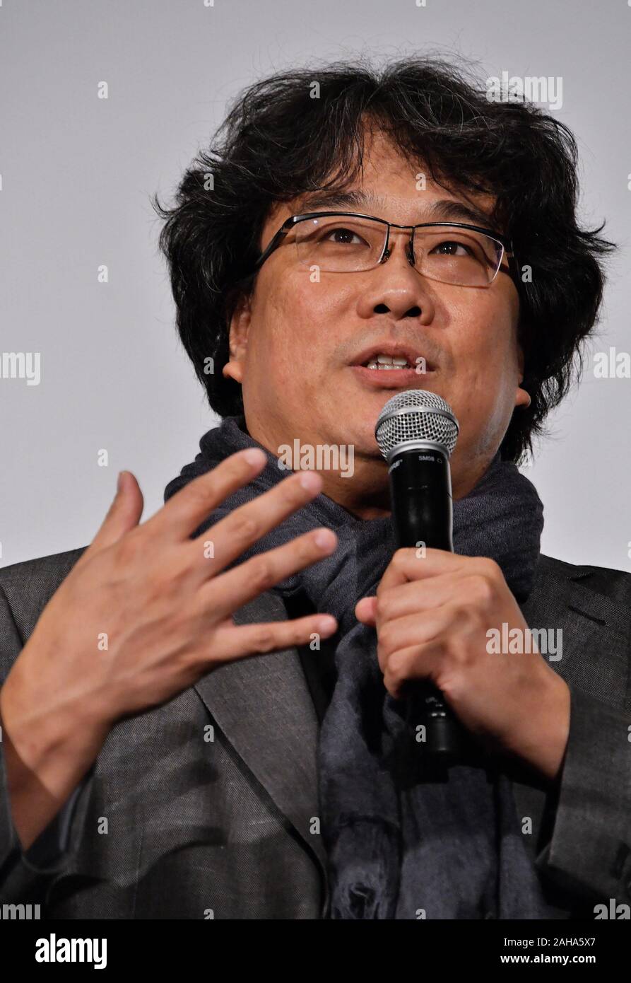 South Korean director Bong Joon-ho attends the Japan Premiere for the film "Parasite" in Tokyo ...