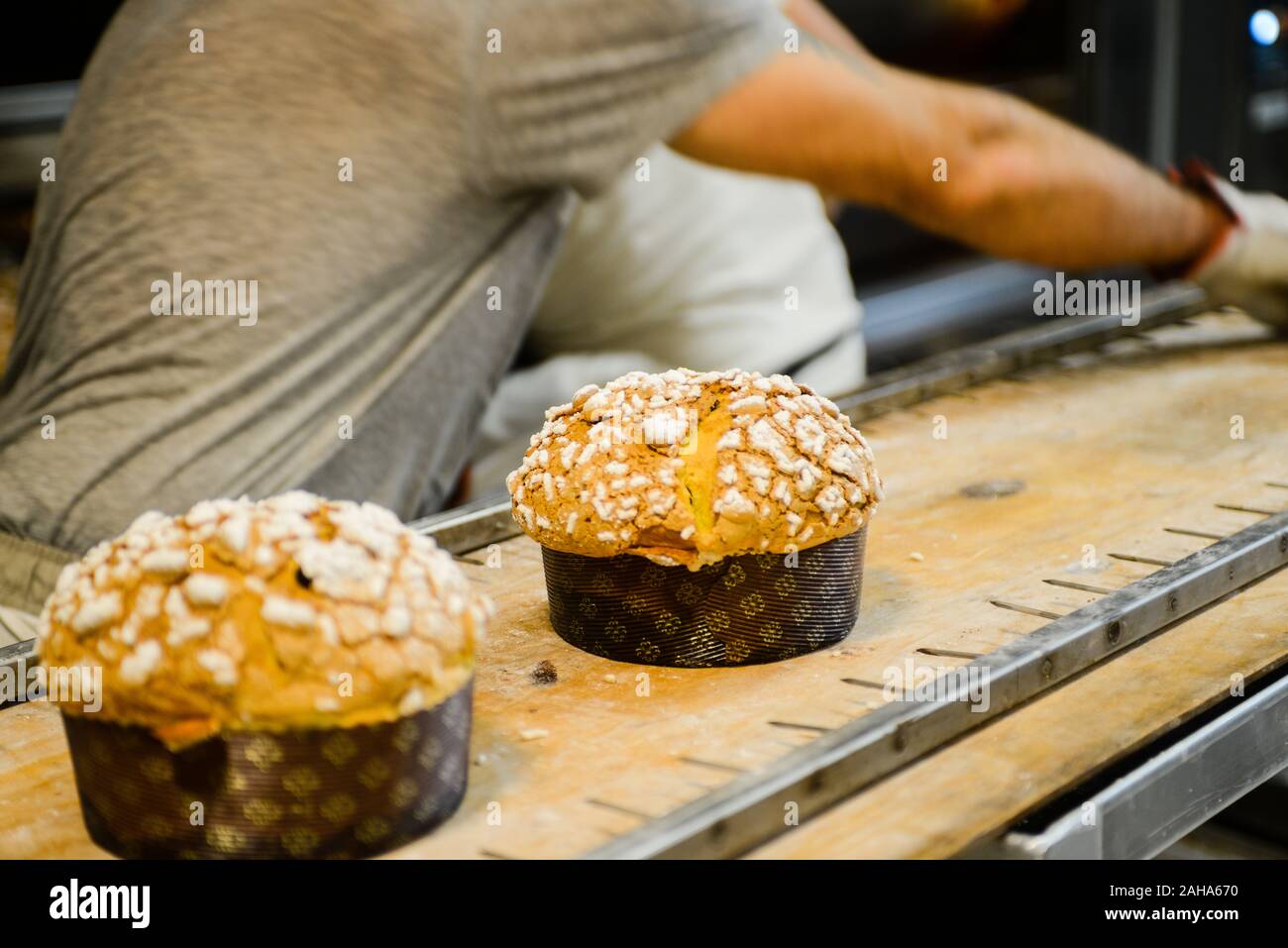 Italian pastry chef Baking Panettone sweet italian cake Stock Photo - Alamy