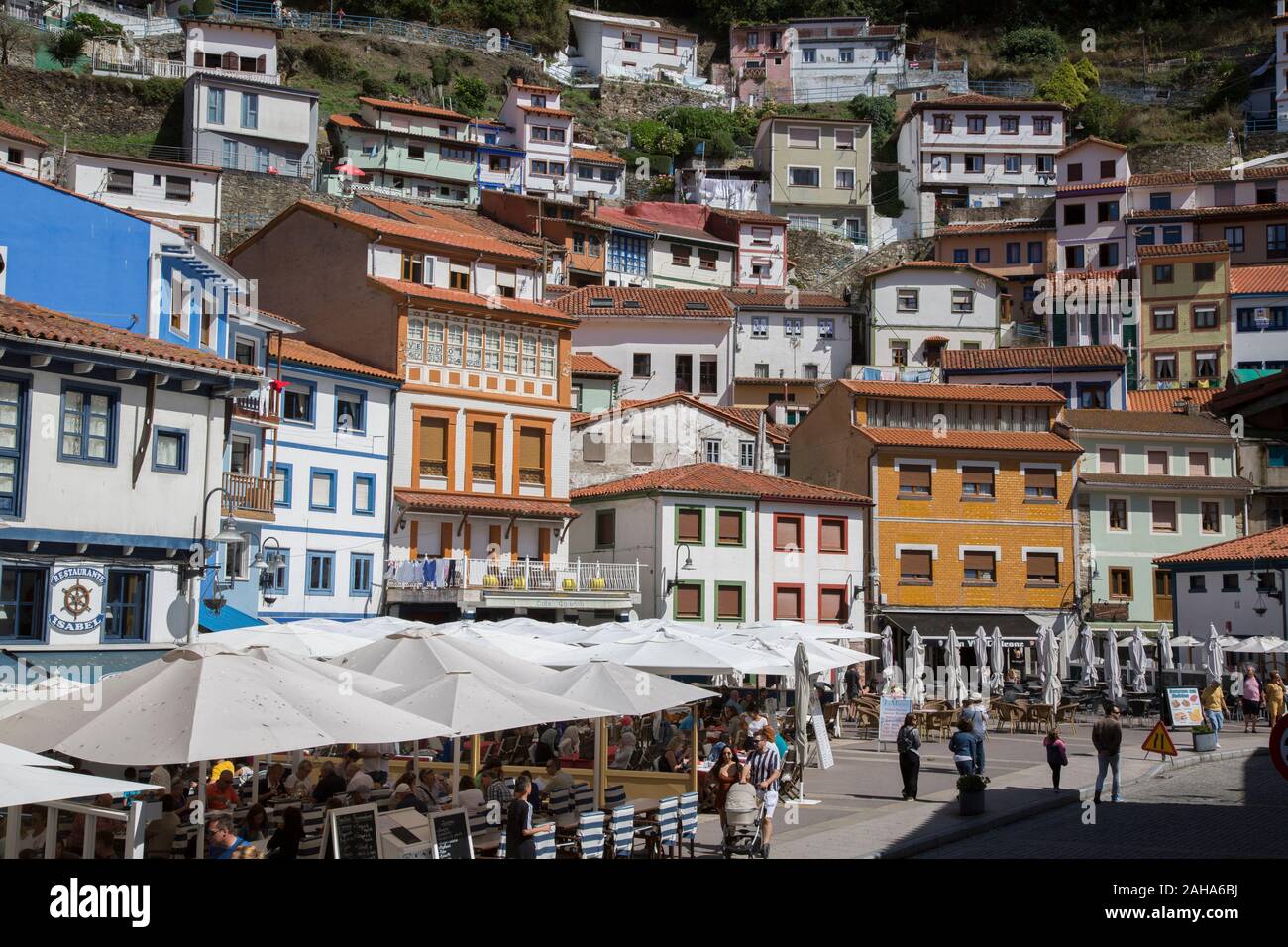 Cafes and Restaurants; Cudillero; Asturias; Spain Stock Photo - Alamy