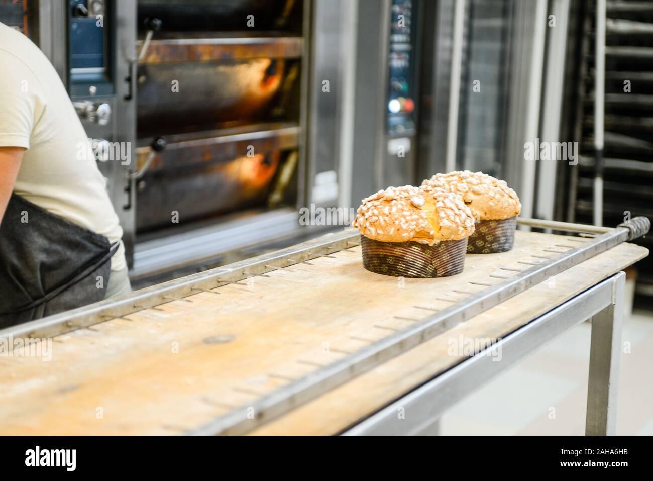 Italian pastry chef Baking Panettone sweet italian cake Stock Photo - Alamy
