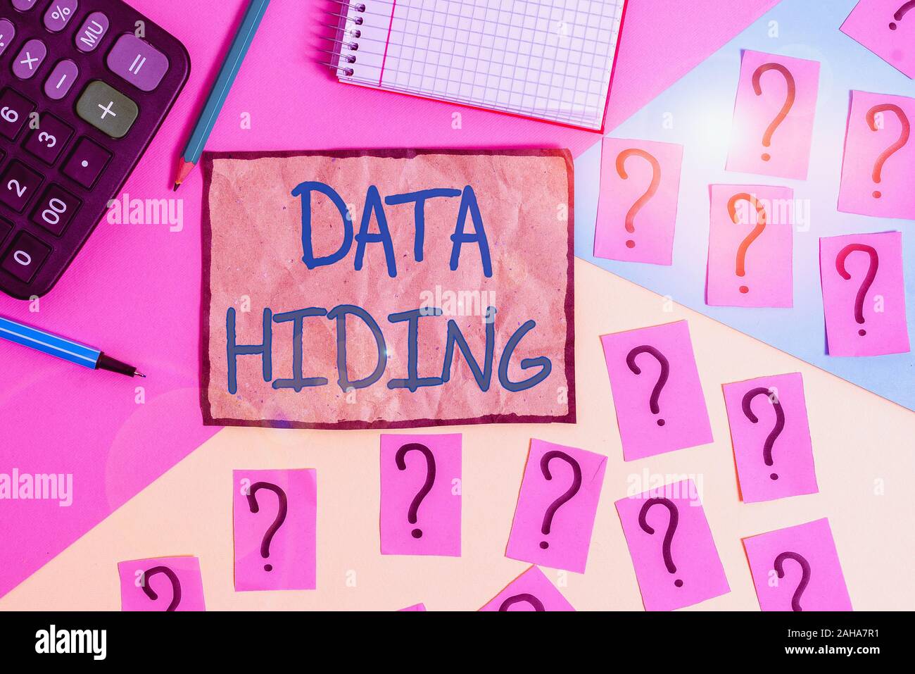 Writing note showing Data Hiding. Business concept for Secretly embedding data in graphics ...
