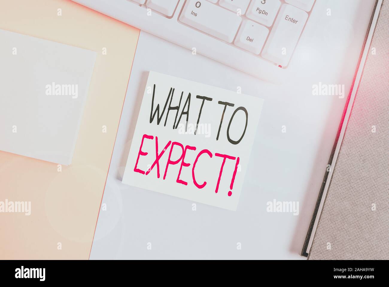 Text sign showing What To Expect. Business photo showcasing asking ...