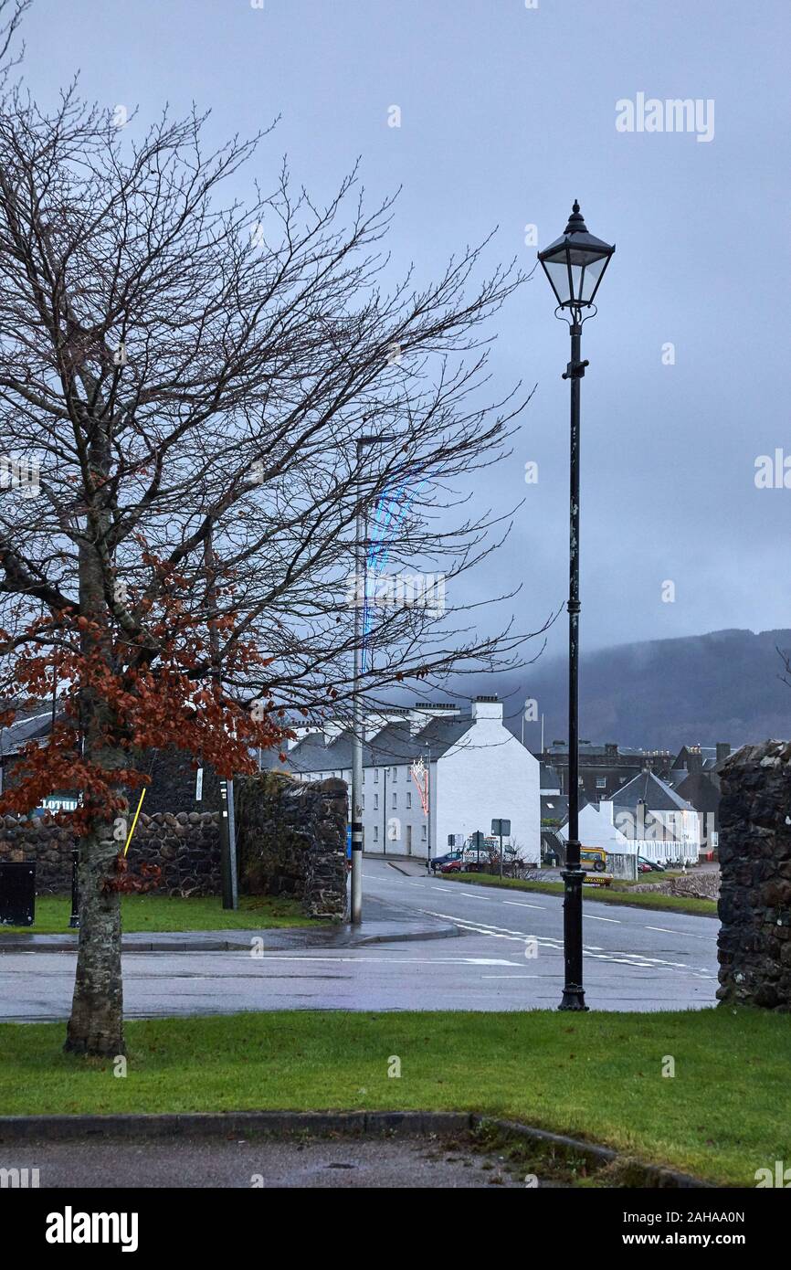 The exit from the main car park at Inverary on a late, gloomy winter ...