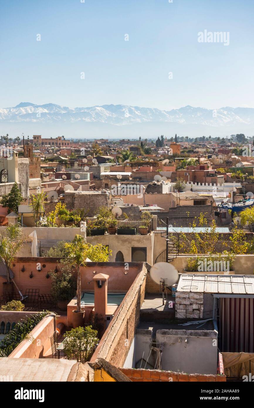 Marrakech city skyline in Medina area, Marrakesh-Safi region, Morocco ...