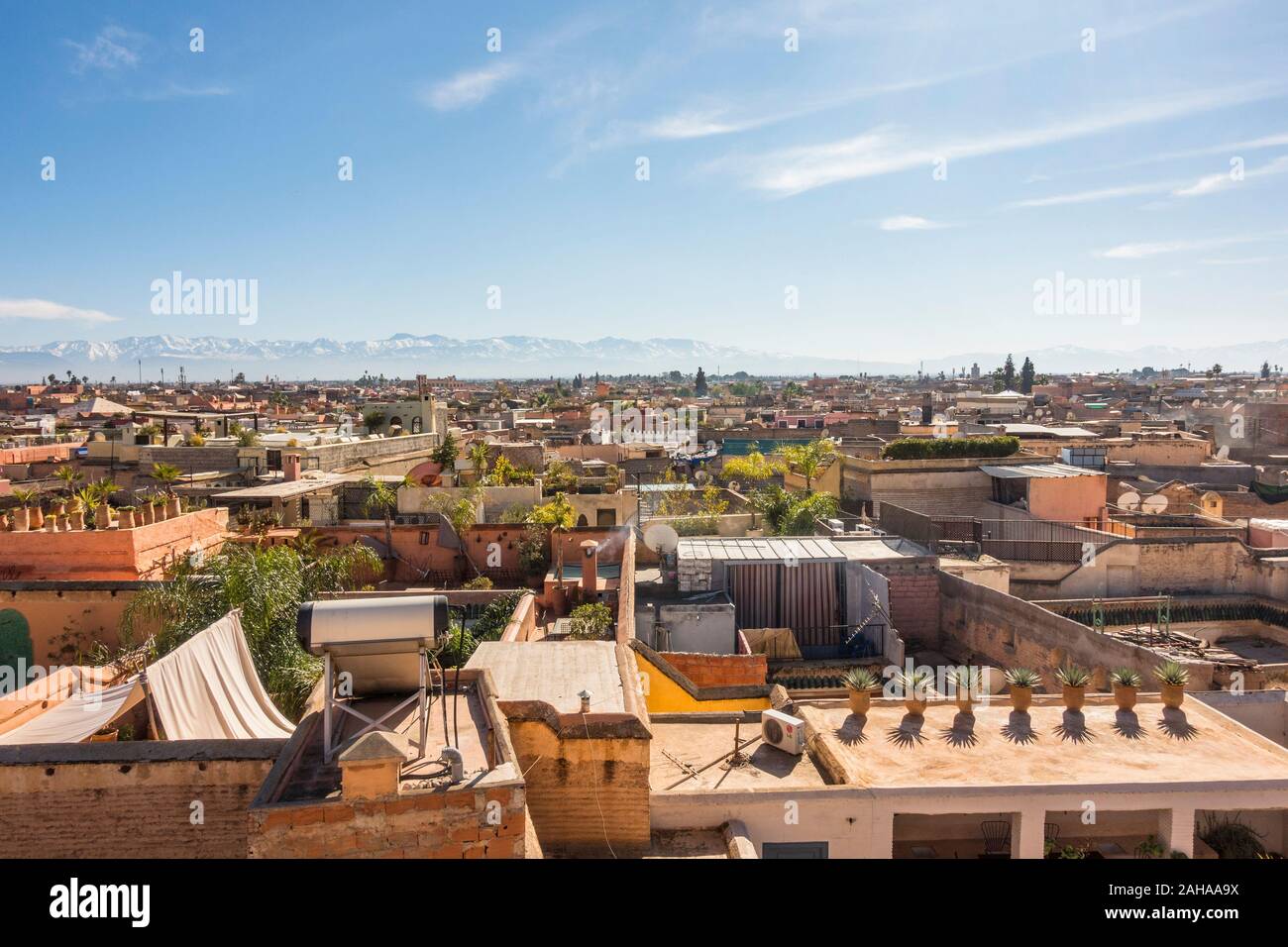 Marrakech city skyline in Medina area, Marrakesh-Safi region, Morocco ...