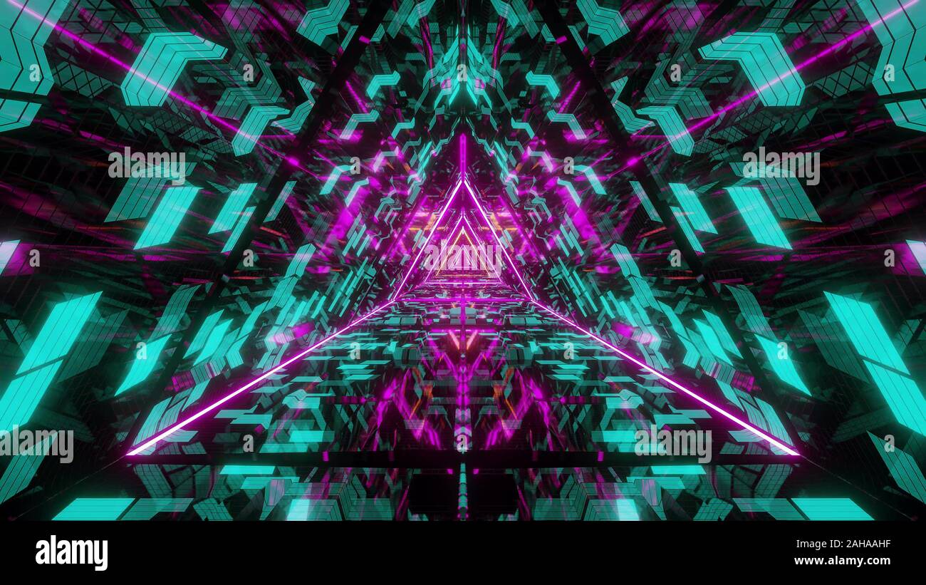 abstract triangle glass design artwork with brick texture and glowing ...